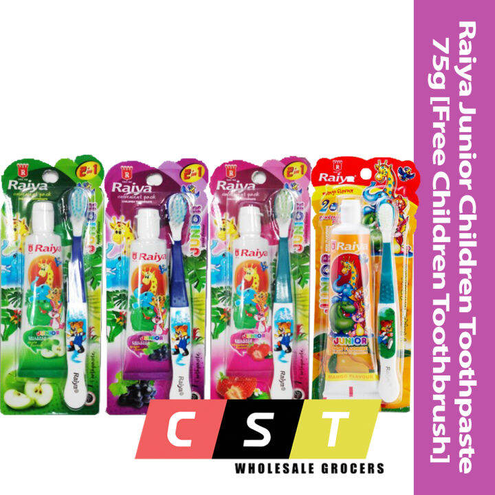 Raiya Junior Children Toothpaste 75g [Free Children Toothbrush][Random ...