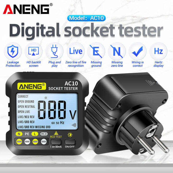 ANENG AC10 Digital Socket Tester Household Plug Detector Polarity Phase ...