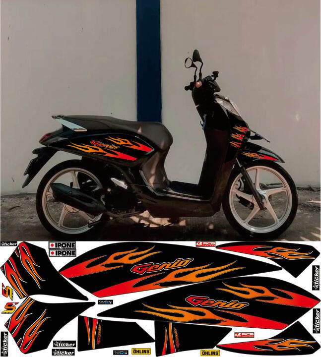 STRIPING API VIRAL GENIO VARIASI STICKER SEMI FULL MOTOR GENIO | Lazada ...