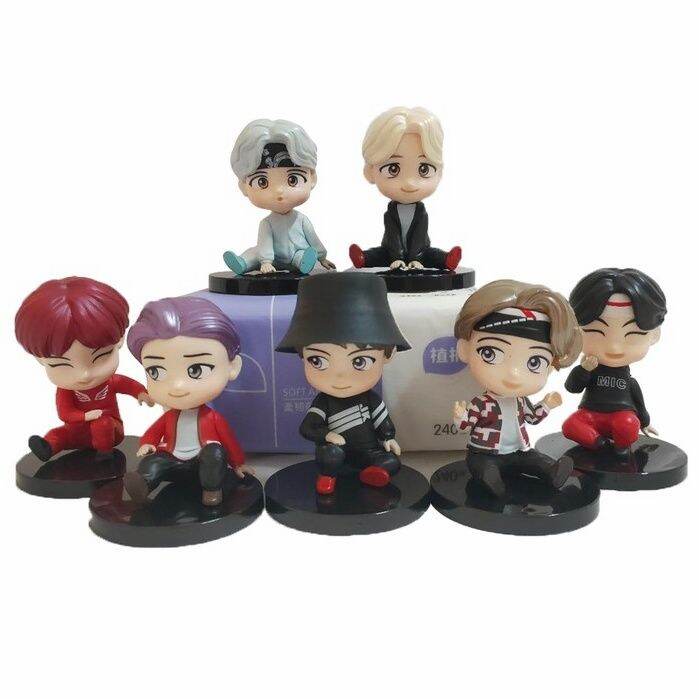 7/8/9pcs=Set Cute Kpop BTS Bangton Boy BT21 Blackpink Mini Model ...
