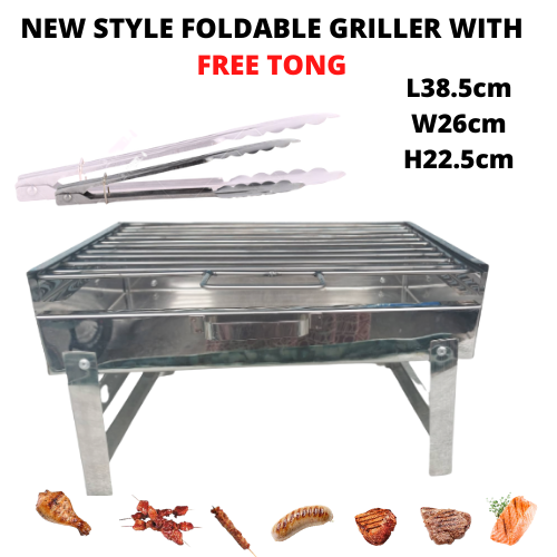 NEW DESIGN! EASY TO USE FOLDABLE STAINLESS IHAWAN WITH FREE TONG ...