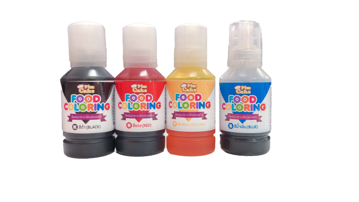 หมึกกินได้ สีผสมอาหารสำหรับเครื่องพิมพ์ 140ml/ขวด (มีทั้งหมด 4 สี) Food ...