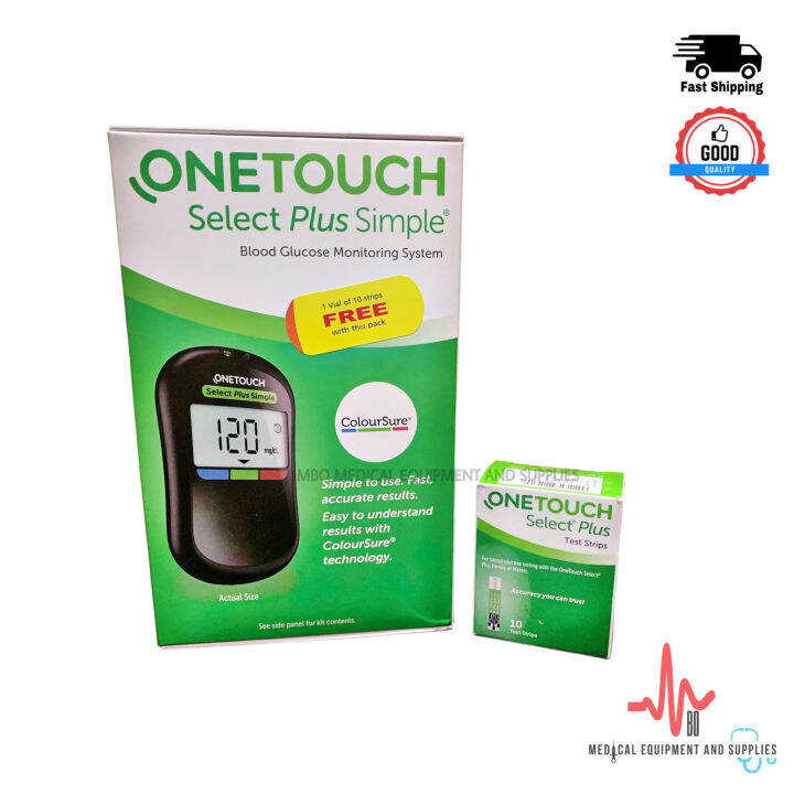 One Touch Select Plus Simple Glucometer Set w/ FREE 10pcs Strips ...