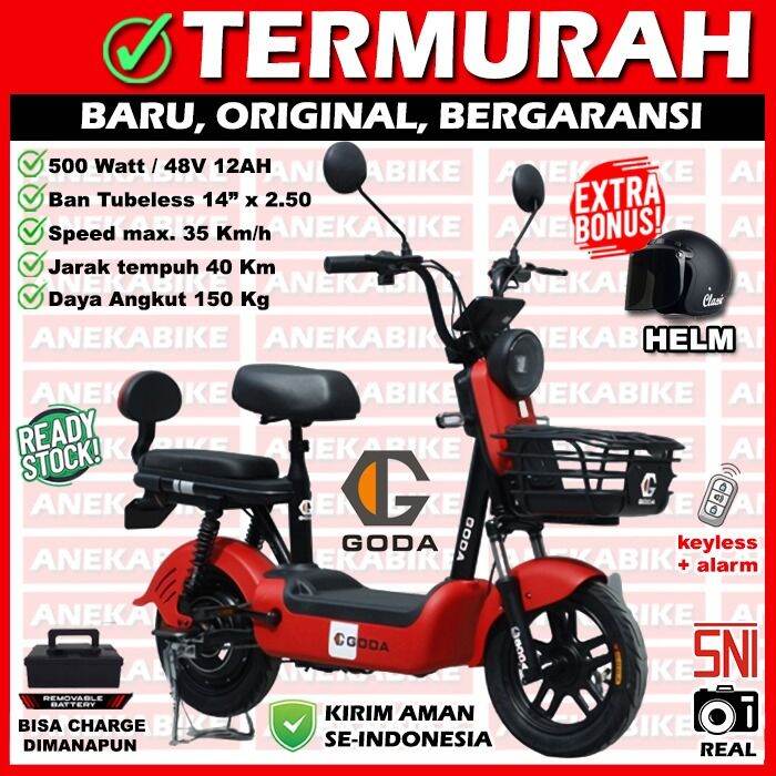 New Sepeda Motor Listrik Dewasa Goda 125 New Golden Manggo Garansi ...