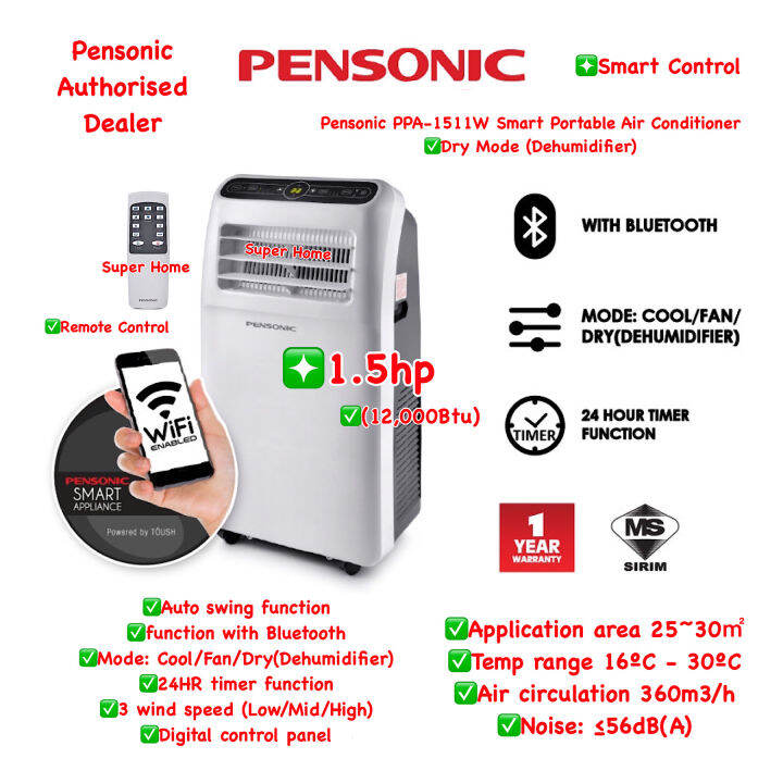Pensonic Portable Aircond PPA-1511W 1.5hp Portable Air Conditioner ...