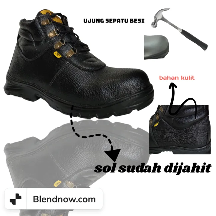 Sepatu Safety Boots Pria Terlaris Caterpilar Bahan Kulit Ujung Besi ...