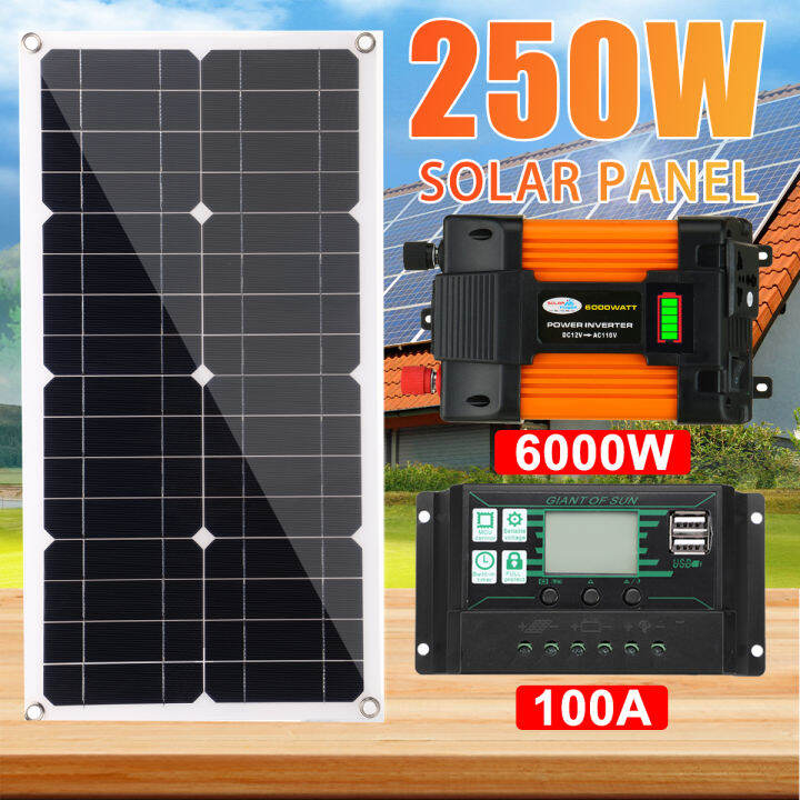 6000W Peaks Power Inverter Solar Panel with 100A Solar Controller Kit ...
