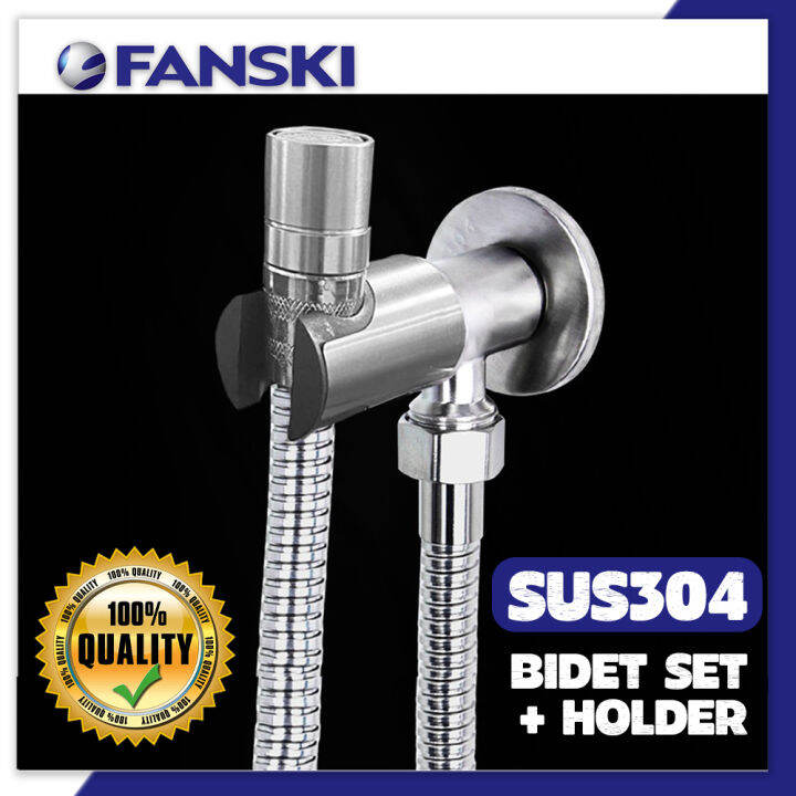 568 STAINLESS STEEL 304 BIDET ANGLE VALVE WITH HOSE SET FOR TOILET ...