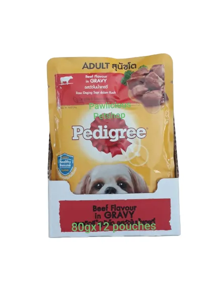 1 Box (12pcs) Pedigree Pouch Beef Flavour in Gravy 80g | Lazada PH