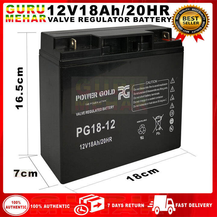 SOLAR GEL BATTERY POWERGOLD (12Volts-18Ampere) - Valve Regulated Lead ...