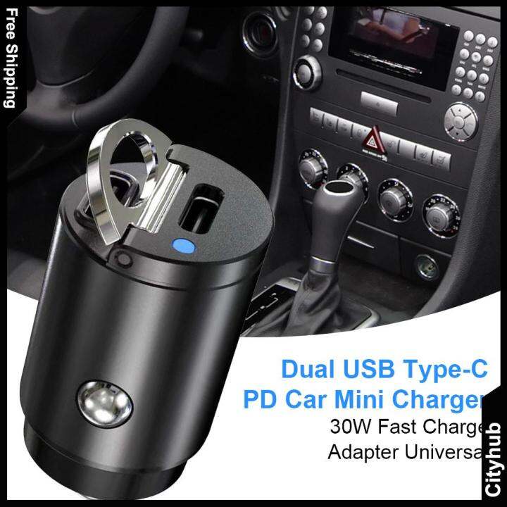 Dual USB Mini Car Charger Type-C PD 30W Cigarette Lighter Adapter Metal ...