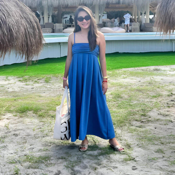 Calliah & Co. Horizontal Pleated Chest Maxi Dress | Lazada PH