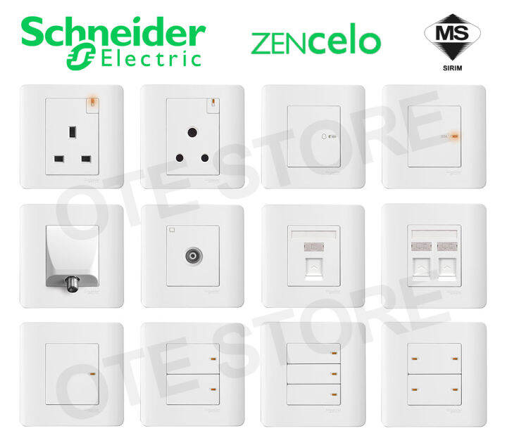 Schneider ZENcelo Series Flush Switch and Socket Outlet (White) | Lazada