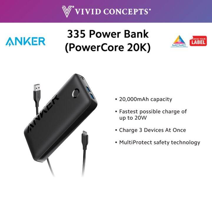 Anker 335 PowerCore 20K Power Bank Fast Charging (20W/20000mAh) | Lazada