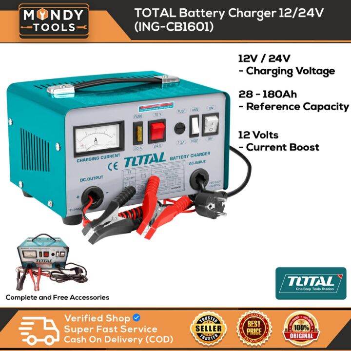 TOTAL Battery Charger 12/24V - 9/4V TBC1601 Free Tool set | Lazada PH