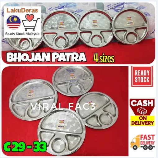 MALAYSIA READY STOCK * BHOJAN PATRA / Indian Thali Meals Eating Plate ...