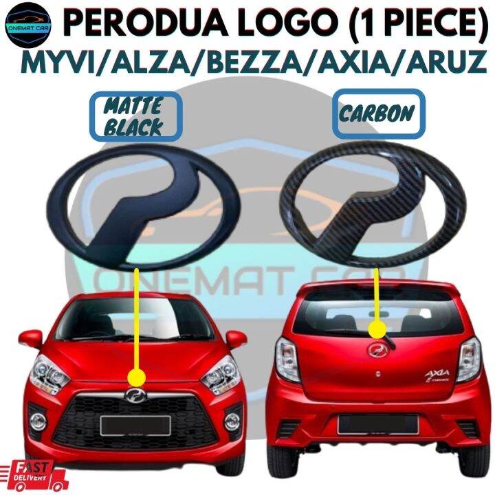 PERODUA EMBLEM LOGO MATTE BLACK/CARBON FOR PERODUA MYVI AXIA BEZZA ALZA ...