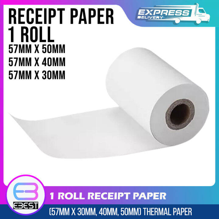 1 ROLL Receipt Paper (57mm x 30mm, 40mm, 50mm) POS Thermal Paper ...