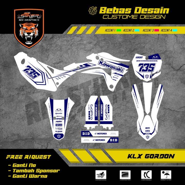 DECAL KLX GORDON PUTIH DECAL TRAIL SUPERMOTO | Lazada Indonesia