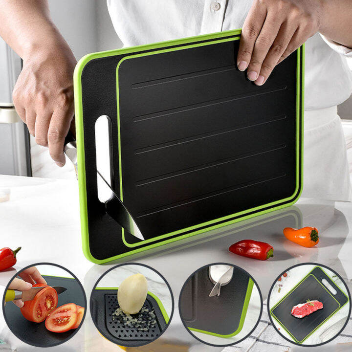 เขียงสองด้านพร้อมฟังก์ชั่นละลายน้ำแข็งเขียงครัวบดเขียงพร้อม K-Nife ...