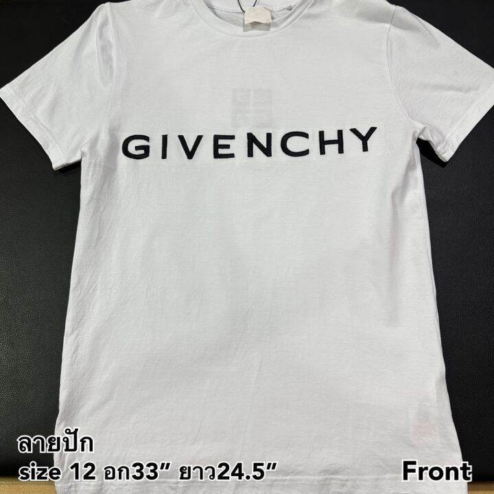 Givenchy Tee t-shirt logo เสื้อยืด สีขาว ลายปัก สีดำ จีวองชี่ ของแท้ ...