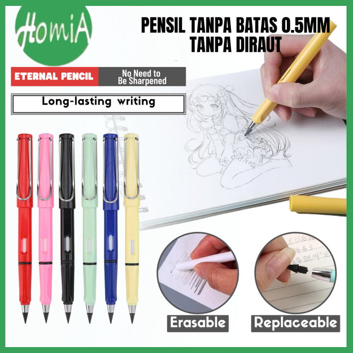 Pensil Tanpa Batas HB 0.5mm / Unlimited Writing Eternal Pencil Inkless ...
