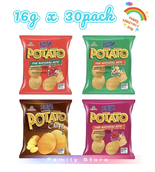 Rota Potato Chips - Natural / BBQ / Tomato / Hot & Spicy (16g X 30packs ...