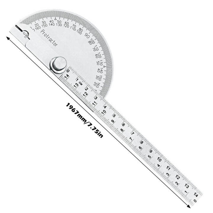 145mm stainless steel 180 protractor angle meter measuring ruler rotary ...