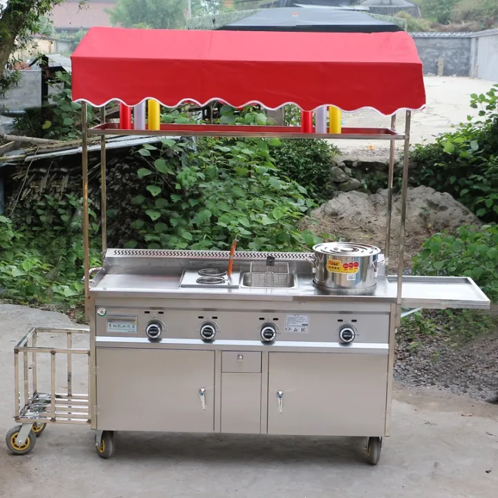 Roadside stalls multi-functional griddle snack cart commercial frying ...