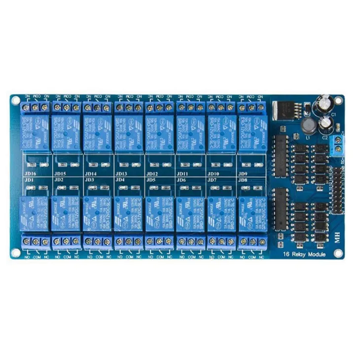12V 16 Channel Relay Module Board with Optocoupler Protection LM2576 ...