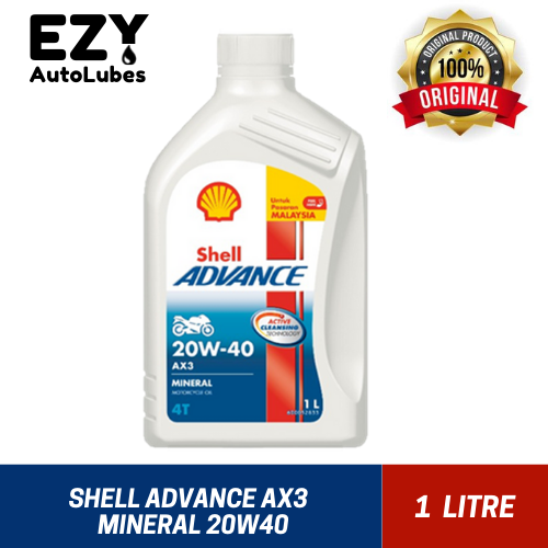 Shell Advance AX3 20W40 4T 1L 👉 PASARAN MALAYSIA PEK 100% ORIGINAL 🔥 ...