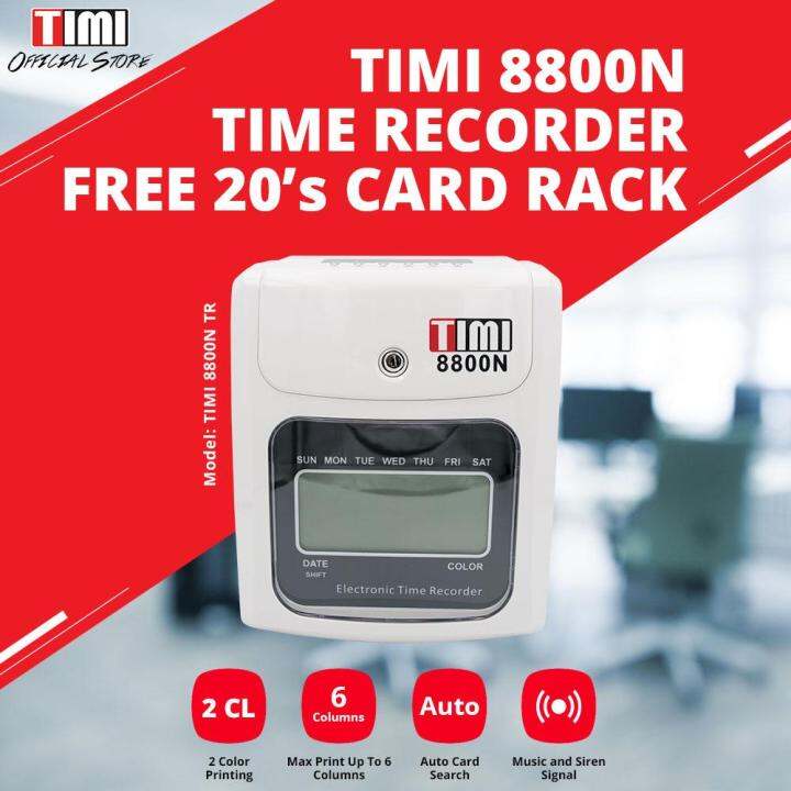 Timi 8800N Sistem Punch Card Masa - Percuma Rak Untuk 20's Kad Time ...