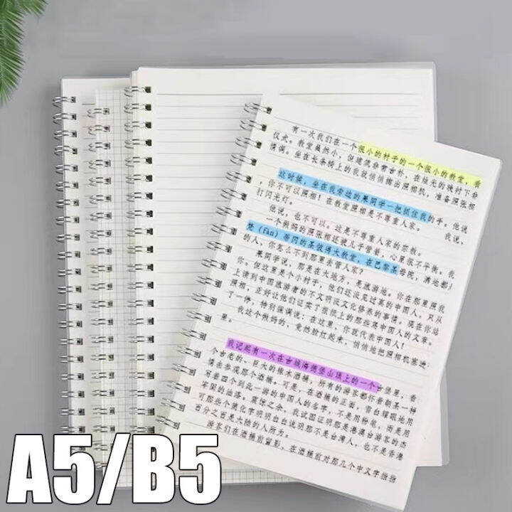 Double Coil Notebook A5 B5 Thickened Spiral Horizontal Line Grid Blank Notepad Frosted Pp