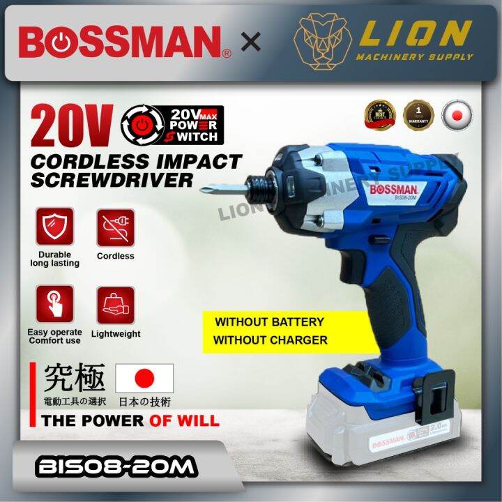BOSSMAN 20V Cordless Impact Screwdriver BIS08-20M (SOLO / SET) - Heavy ...