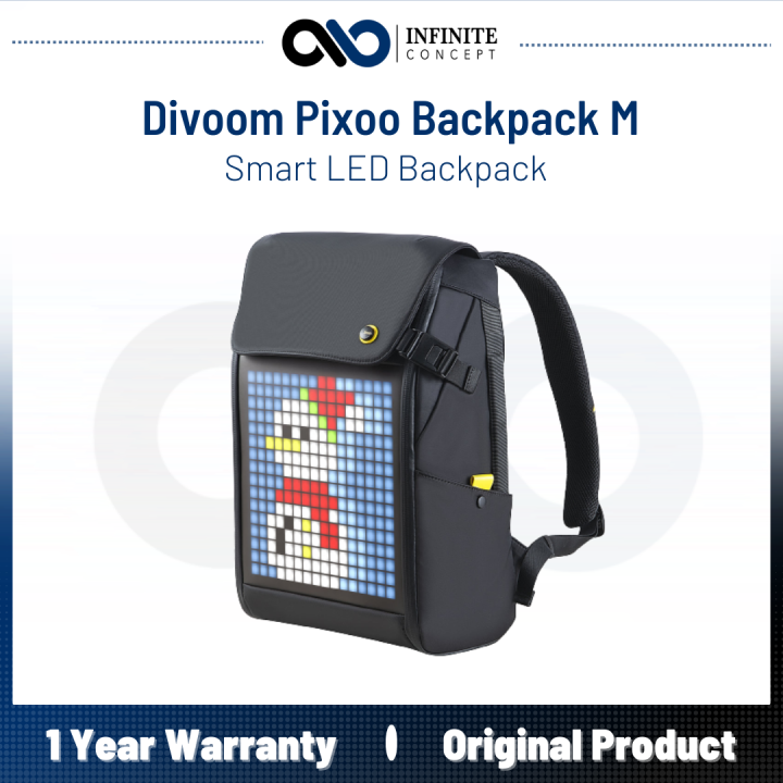 Divoom Pixoo M Backpack Customisable Pixel Art Multi Compartments ...