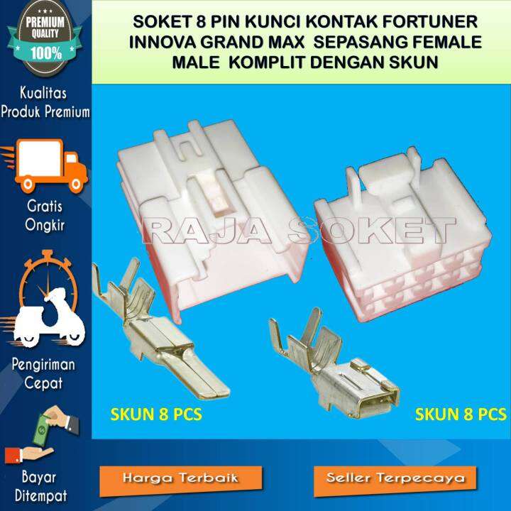SOKET SOCKET KONEKTOR CONNECTOR 8 PIN MOBIL KUNCI KONTAK KEYLESS POWER ...