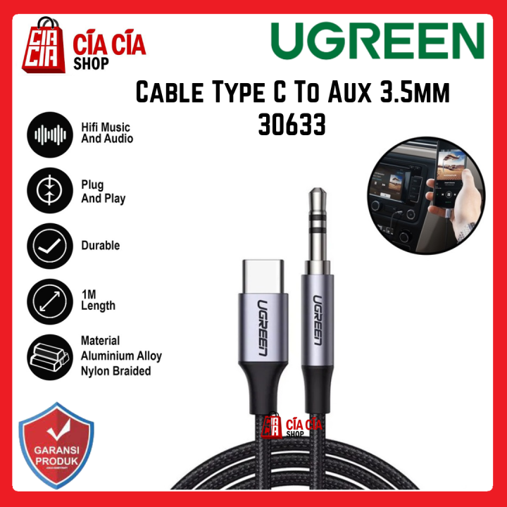UGREEN 30633 Kabel Audio Type C To Aux 3.5mm Kabel USB C To Jack 3.5mm Kabel Aux Type C 1M ...