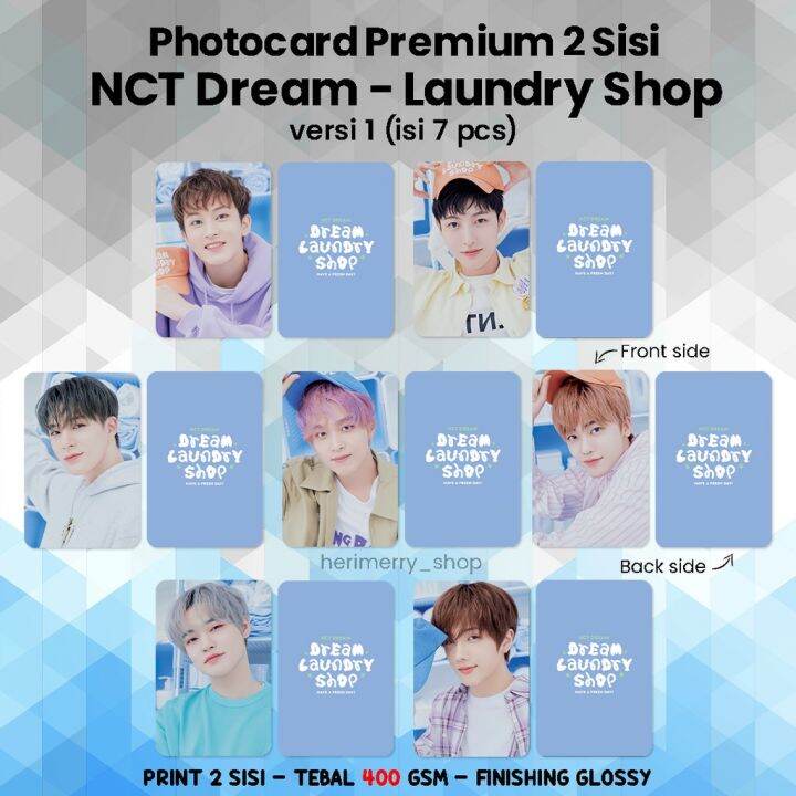 (ISI 7 PCS) Photocard NCT Dream Laundry Shop - Poto card Premium 2 Sisi ...