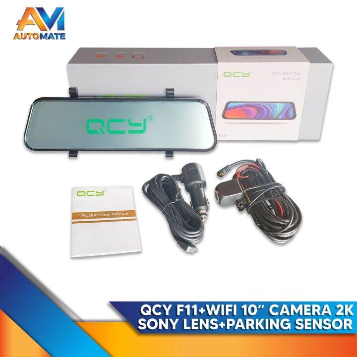QCY F11+ 2K Sony Lens Dashcam Touch Screen Rearview Mirror Car Camera ...