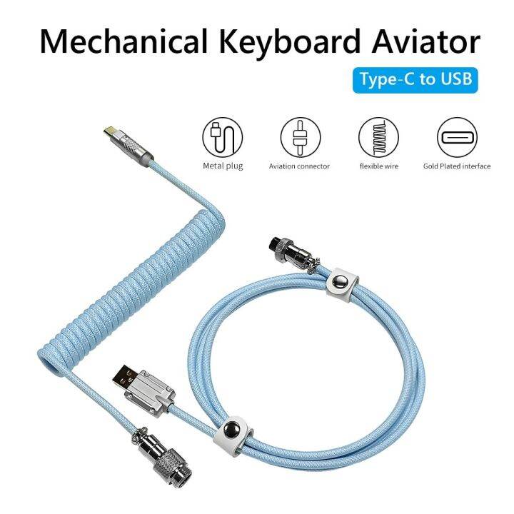 Type-C To USB Aviation Connector 2 In 1 Coiled Aviator Data Cable Rgb ...