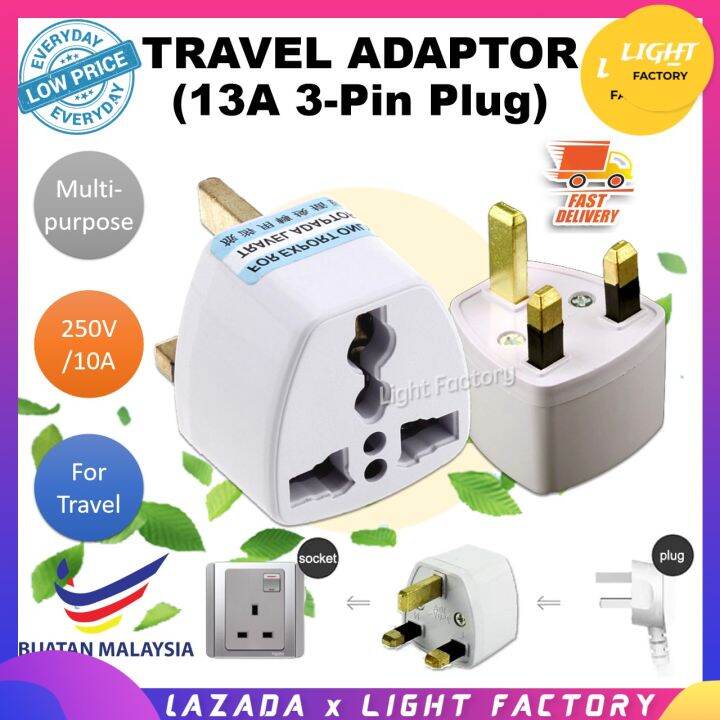 [SIRIM APPROVED] 3 Way Adapter with switch 3 Pin Conversion Plug ...