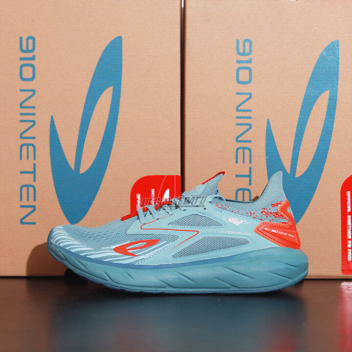 910 Nineten Sepatu Running Kizuna - Abu-Abu Kebiruan/Merah | Lazada ...