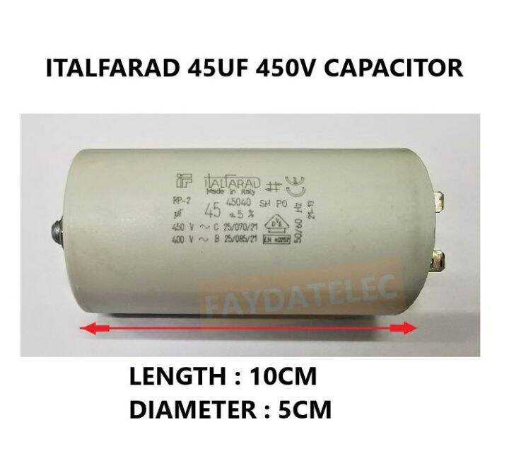ITALFARAD 45UF 400V/450V RUNNING CAPACITOR/CONDENSER (25/85/21) | Lazada