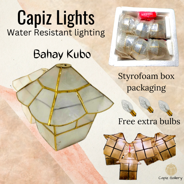 Capiz lantern bahay kubo 10 pcs free bulbs size 6 | Lazada PH