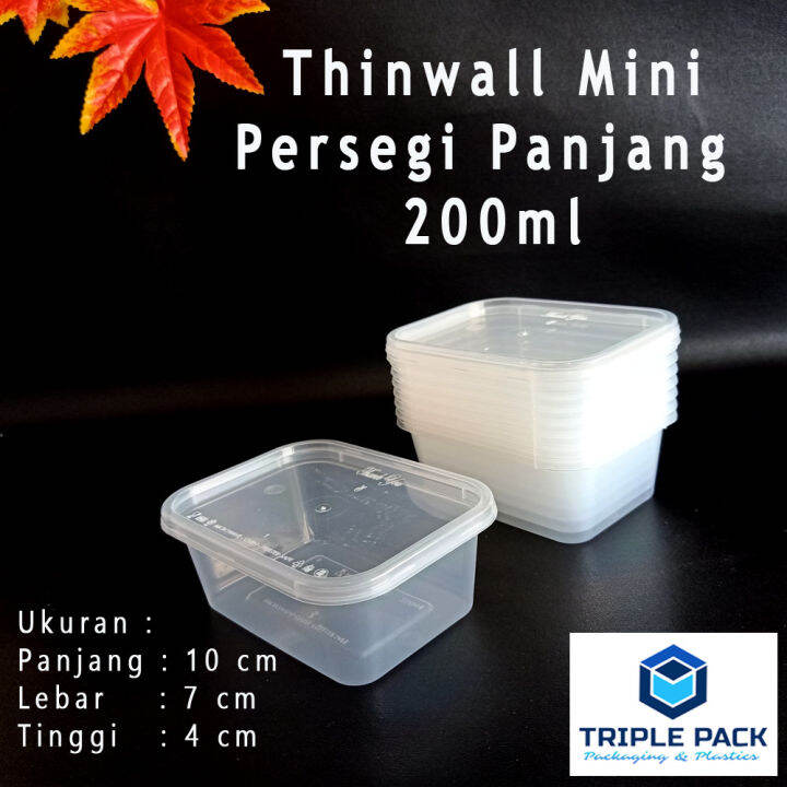[isi 25 Pcs] Thinwall Persegi Panjang Kecil 200ml Food Container 200 Ml