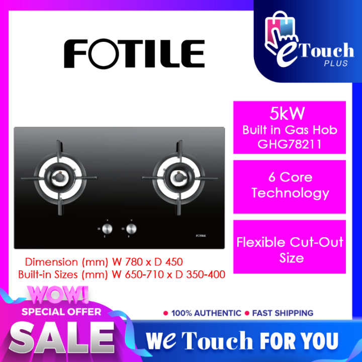 FOTILE Built-in Gas Hob 5.0kW Super Flame Series GHG78211 | Lazada