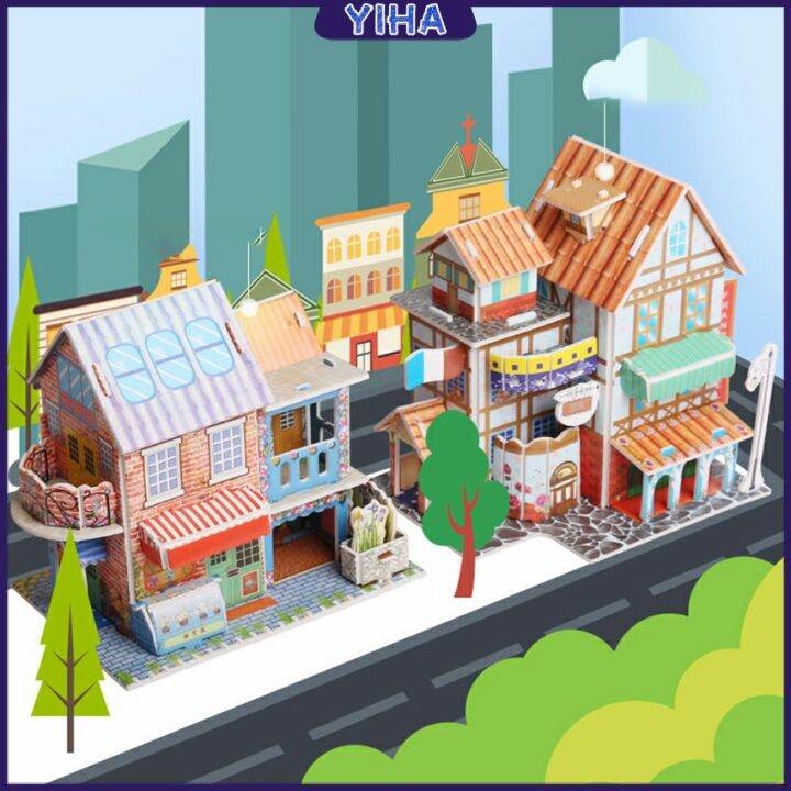 Yiha โมเดลบ้าน โมเดลร้านค้า งานประกอบ 3 จิ๊กซอว์กระดาษ เกมสมอง ของเล่น ...