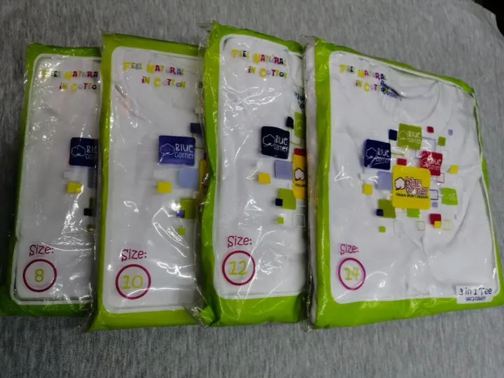 Blue Corner Kids 3in1 White Roundneck For 1-12 Yrs Old | Lazada PH