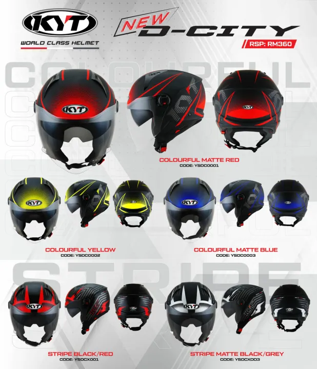 KYT D-CITY DOUBLE VISOR OPEN FACE HELMET | Lazada