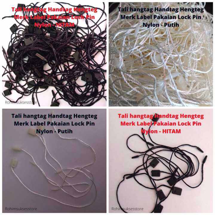 Tali hangtag Handtag Hengteg Merk Label Pakaian Lock Pin Nylon isi 100 ...